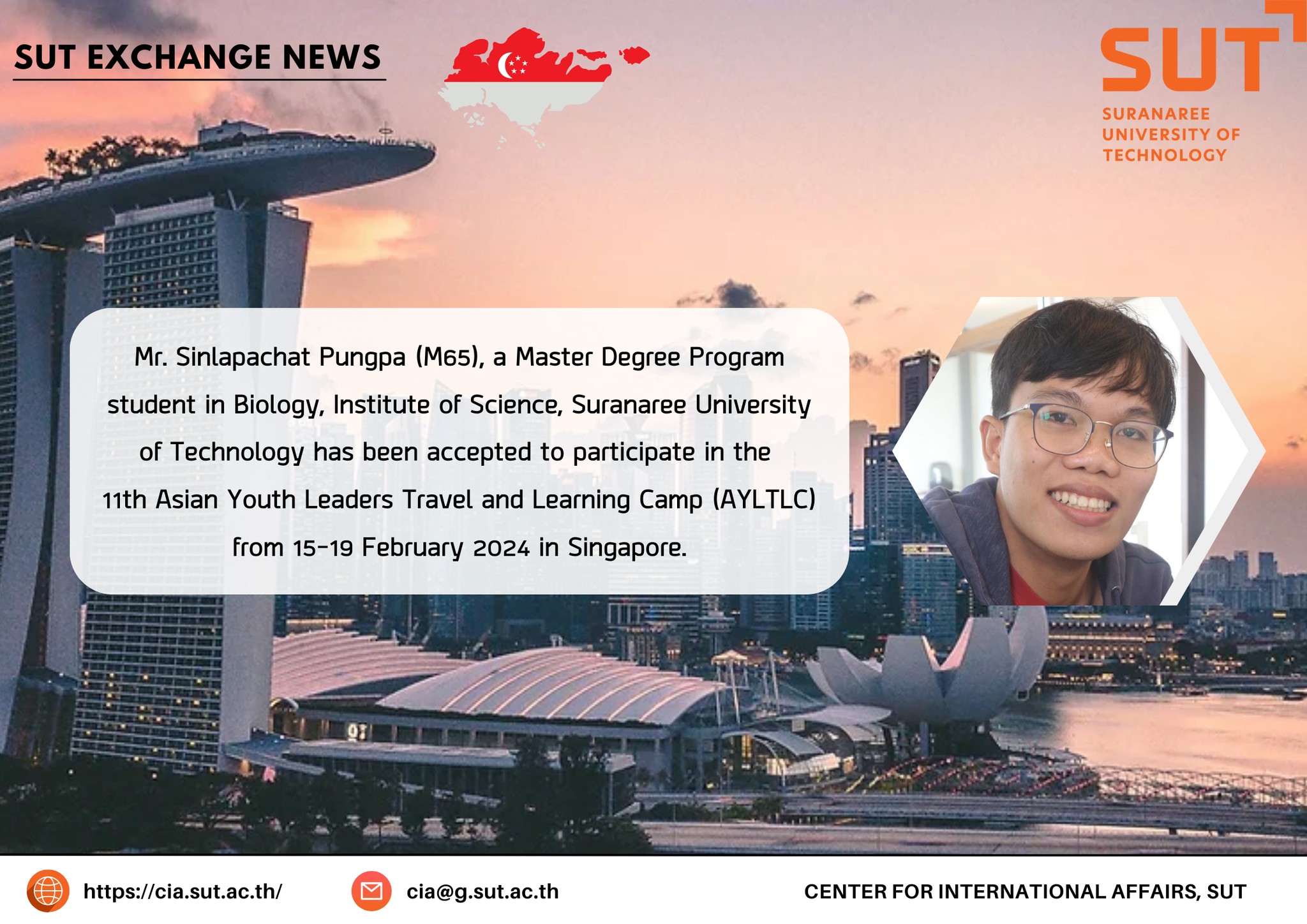 SUT Student to participate in AYLTLC, Singapore, February 15-19, 2024 Center for International ...
