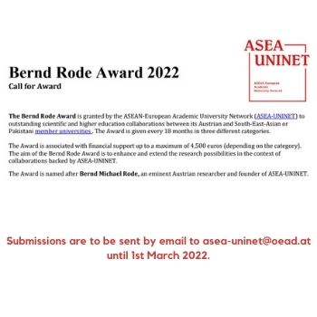 Call for the Bernd Rode Award 2022 Center for International Affairs