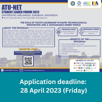 ATU-Net Student Leader Forum 2023, Application deadline : 28 April 2023 ...