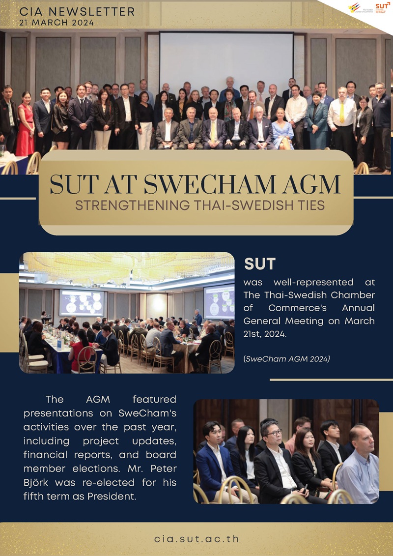 SUT at SweCham AGM Strengthening Thai-Swedish Ties, March 21, 2024 Center for International Affairs