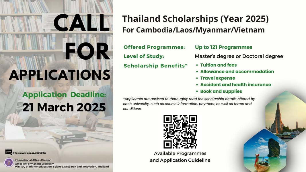 Call for Applications: Thailand Scholarships for 2025, Deadline: March ...